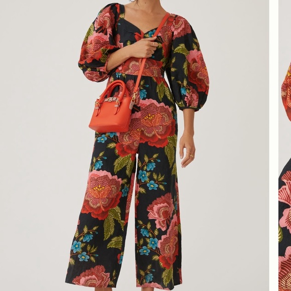 FARM Rio | Pants & Jumpsuits | Farm Rio Printed Linen Jumpsuit | Poshmark